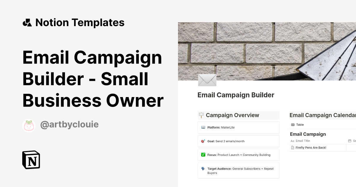 Email Campaign Builder - Small Business Owner Template | Notion Marketplace