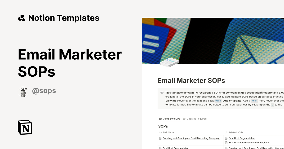 Email Marketer SOPs Template | Notion Marketplace
