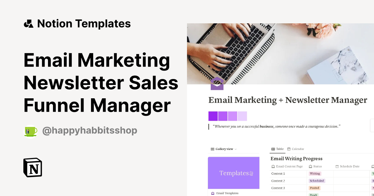 Email Marketing Newsletter Sales Funnel Manager Template | Notion ...