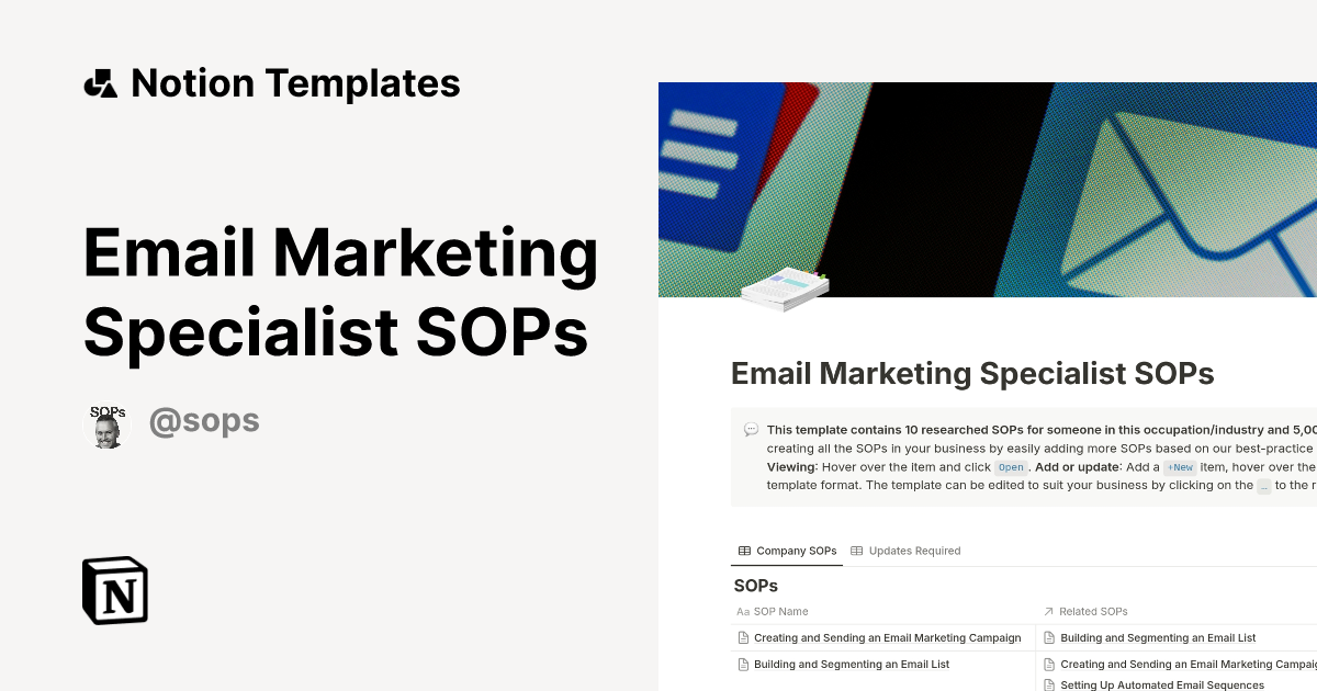 Email Marketing Specialist SOPs Template | Notion Marketplace