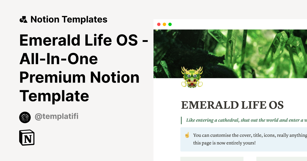 Emerald Life OS - All-In-One Premium Notion Template Template by ...