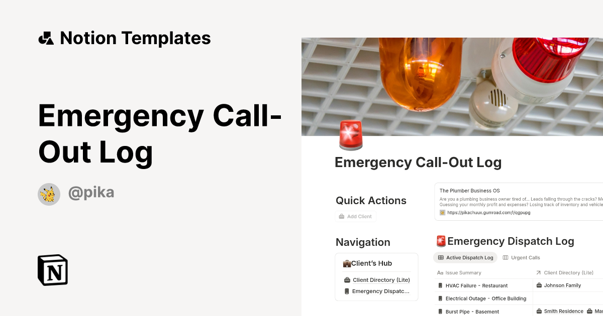 Emergency Call-Out Log Template | Notion Marketplace