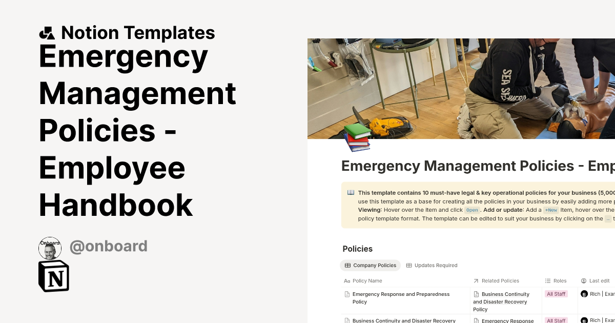 Emergency Management Policies - Employee Handbook Template | Notion ...