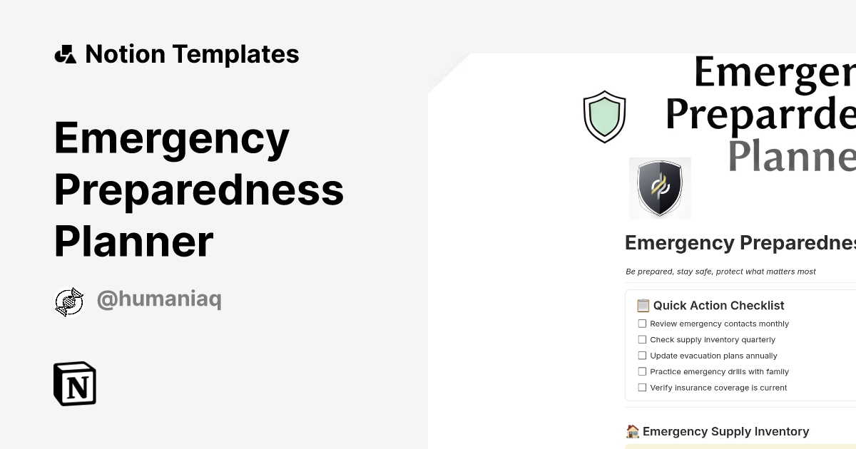 Emergency Preparedness Planner Template | Notion Marketplace