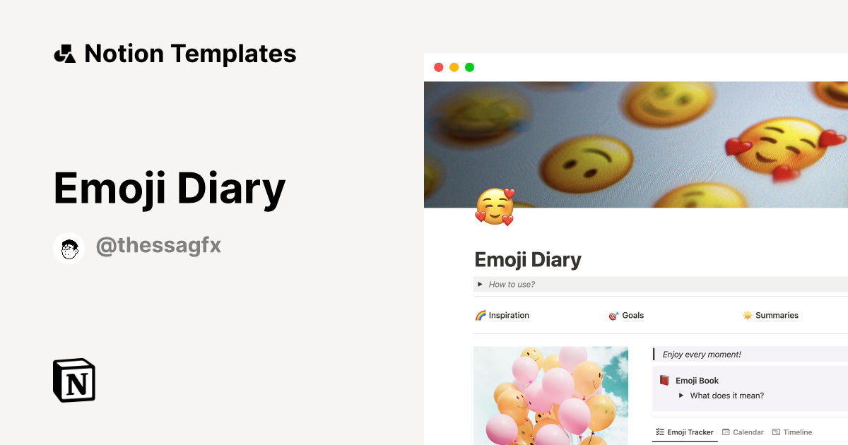 Emoji Diary Template by Thessa | Notion Marketplace