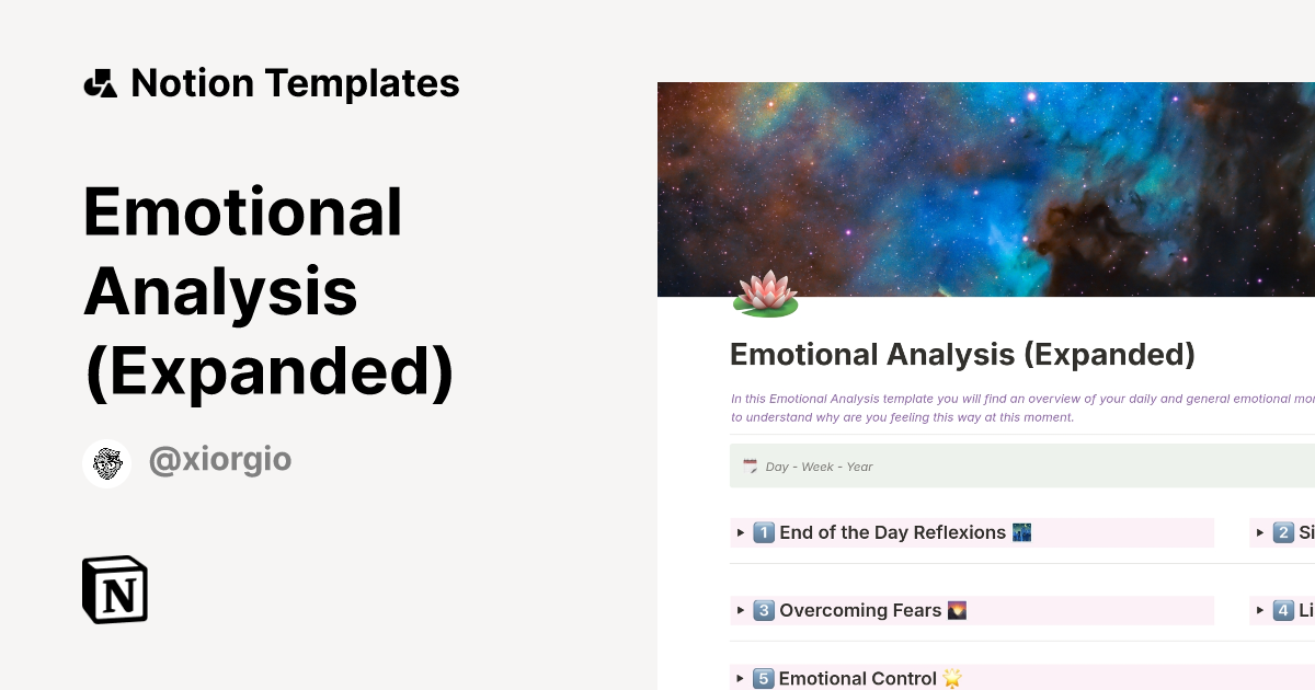 Emotional Analysis (Expanded) Template by Xiorgio | Notion Marketplace