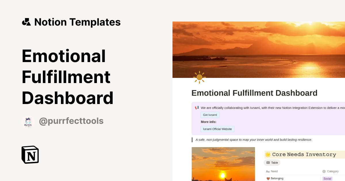 Emotional Fulfillment Dashboard Template by itsPurrfectt | Notion ...