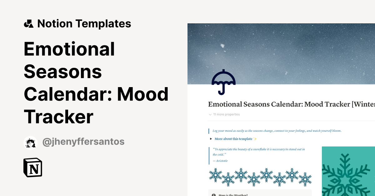 Emotional Seasons Calendar: Mood Tracker Template by Jhenyffer Santos ...