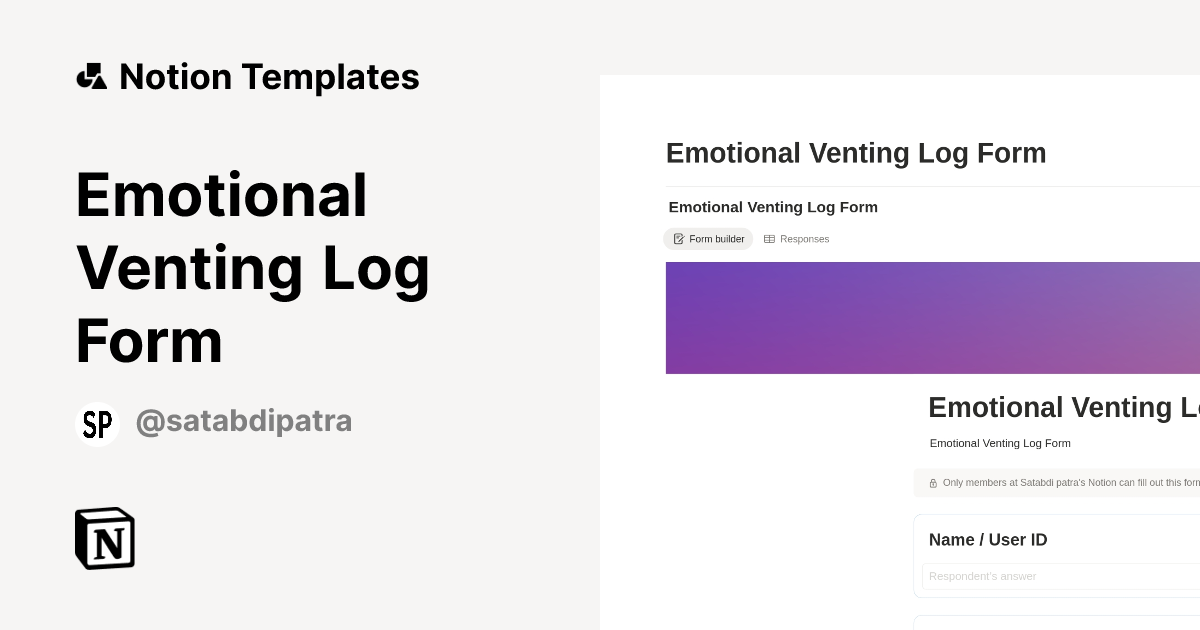 Emotional Venting Log Form Template | Notion Marketplace