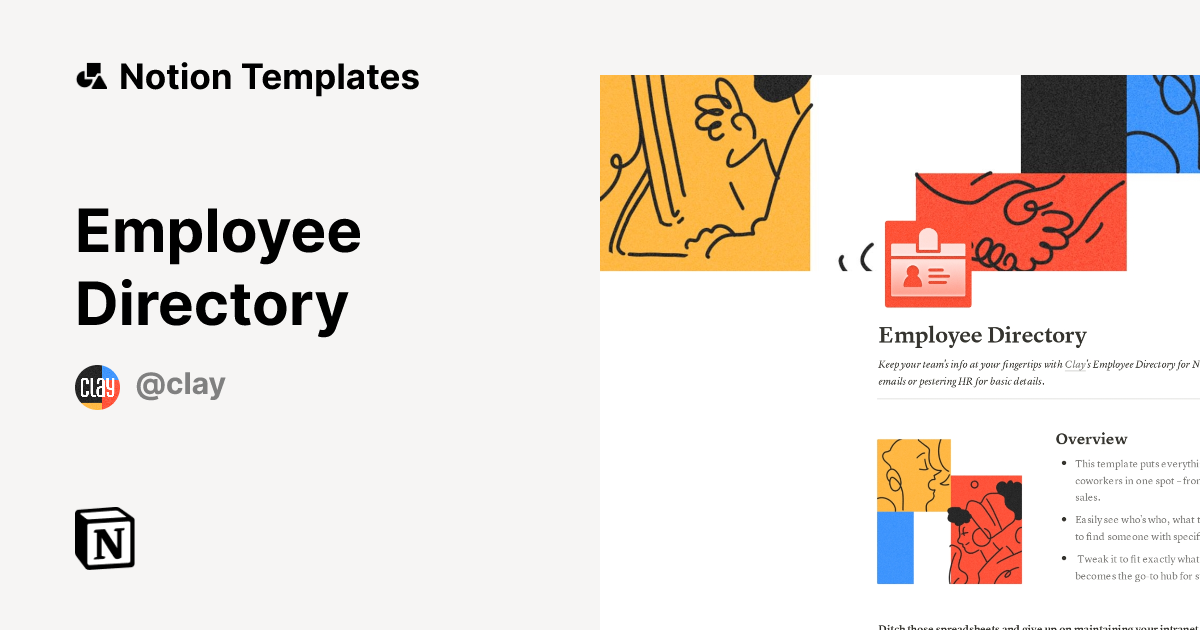 Employee Directory Template by Clay | Notion Marketplace