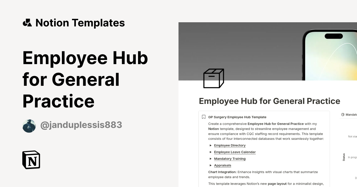 Employee Hub for General Practice Template by janduplessis883 | Notion ...