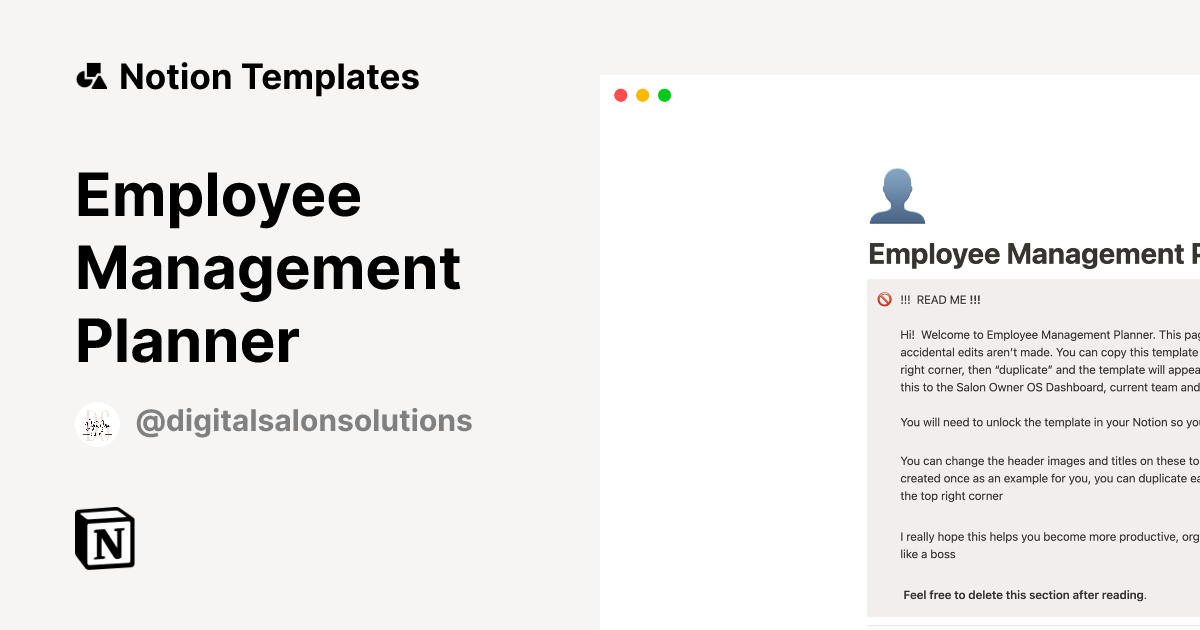 Employee Management Planner Template | Notion Marketplace
