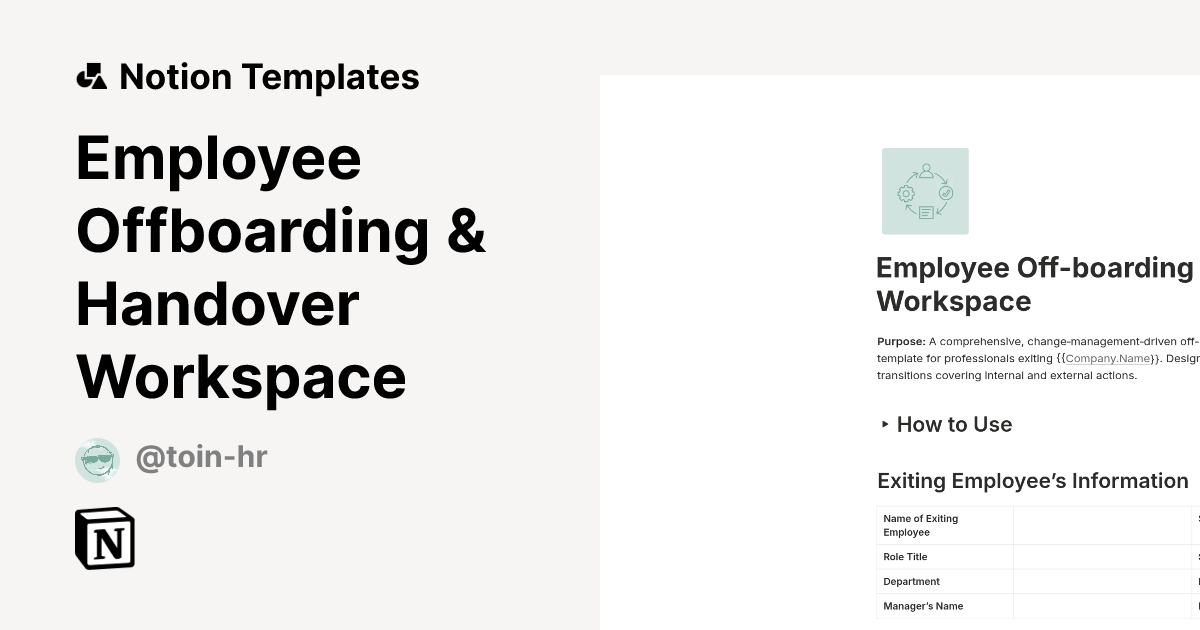 Employee Offboarding & Handover Workspace Template | Notion Marketplace