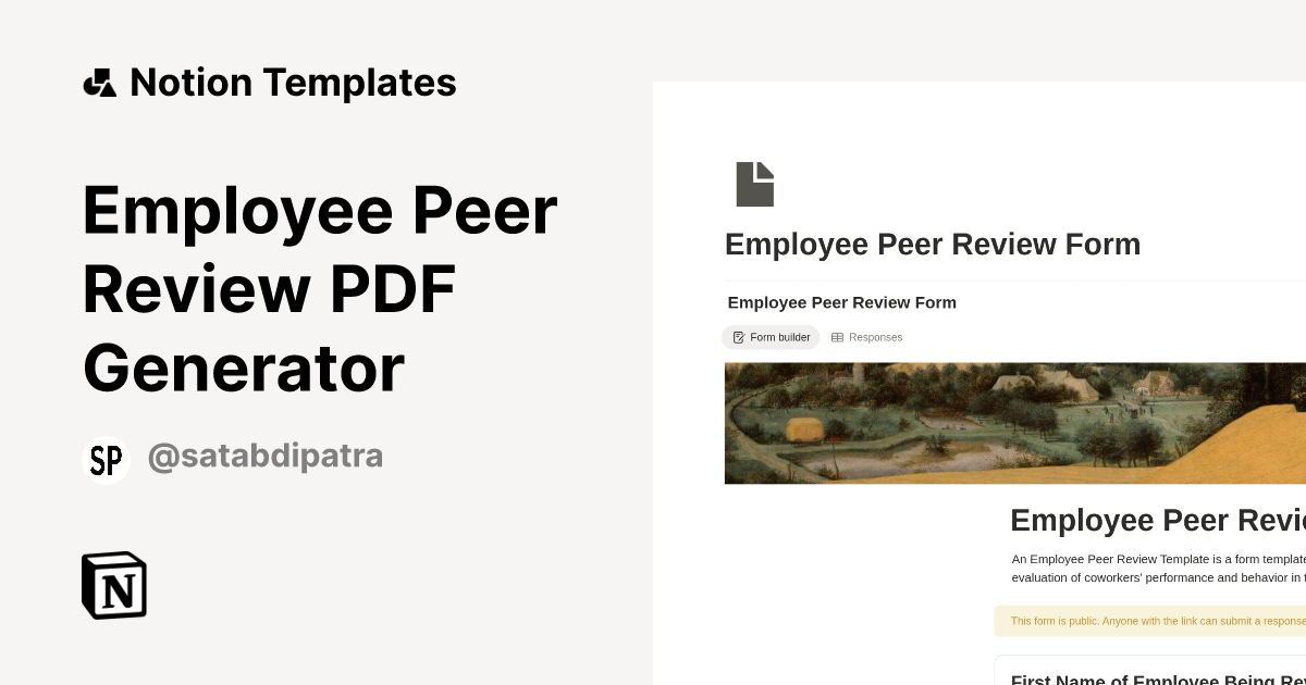 Employee Peer Review PDF Generator Template by Satabdi Patra | Notion ...