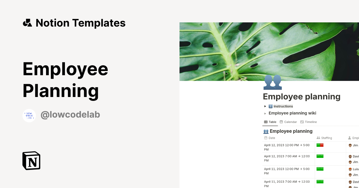 Employee Planning Template | Notion Marketplace