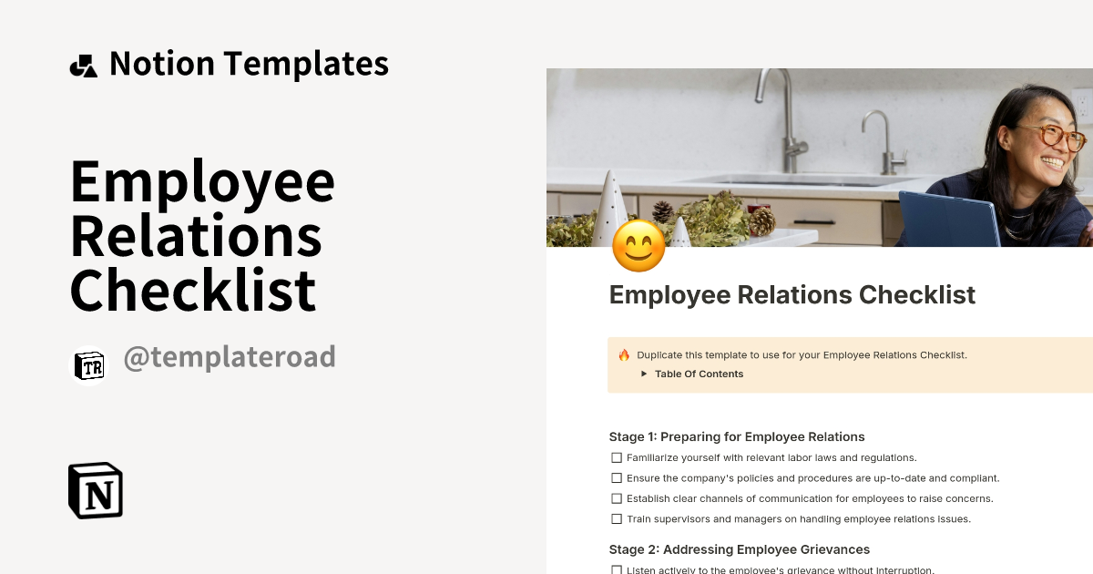 Employee Relations Checklist Template | Notion Marketplace