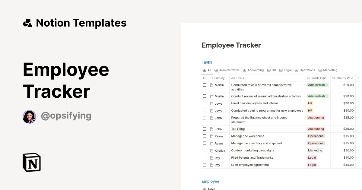 Employee Tracker Template | Notion Marketplace