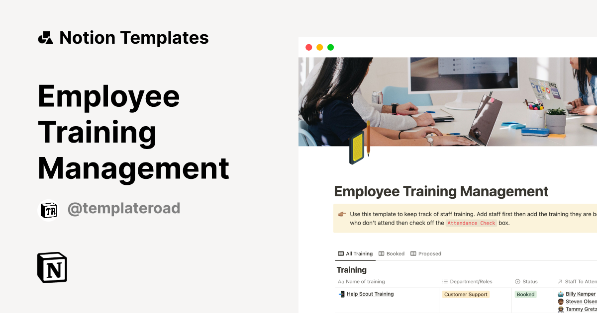 Employee Training Management Template by Template Road | Notion Marketplace