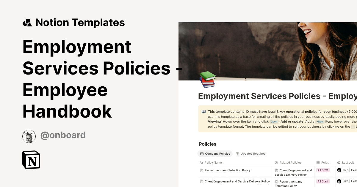 Employment Services Policies - Employee Handbook Template by Policy ...