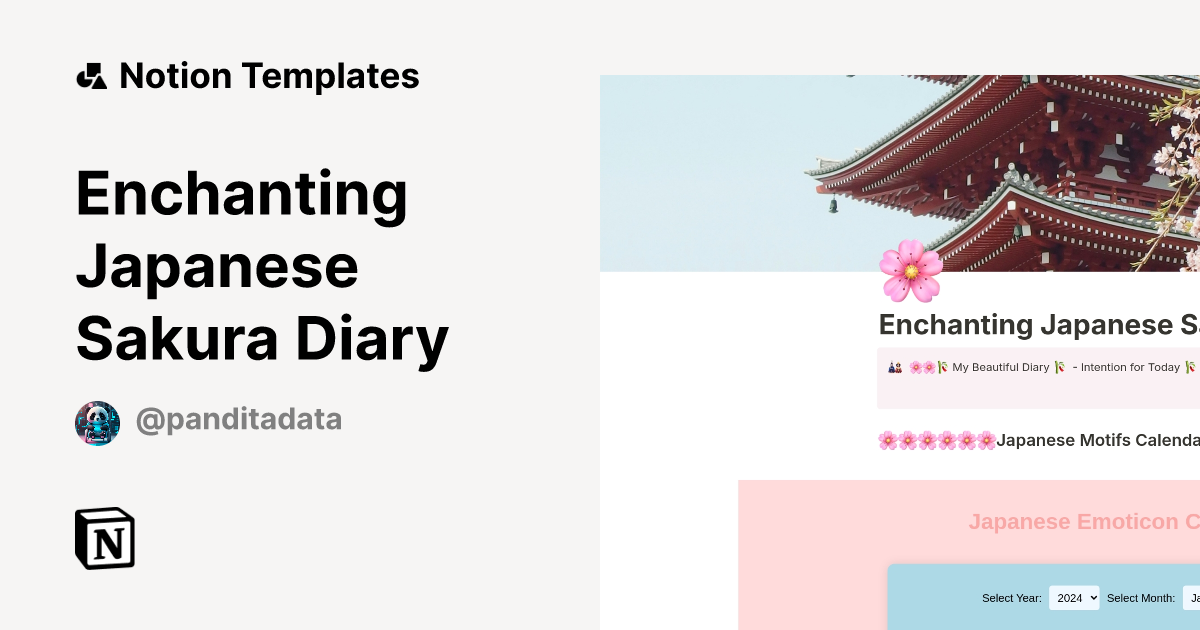 Enchanting Japanese Sakura Diary Template | Notion Marketplace