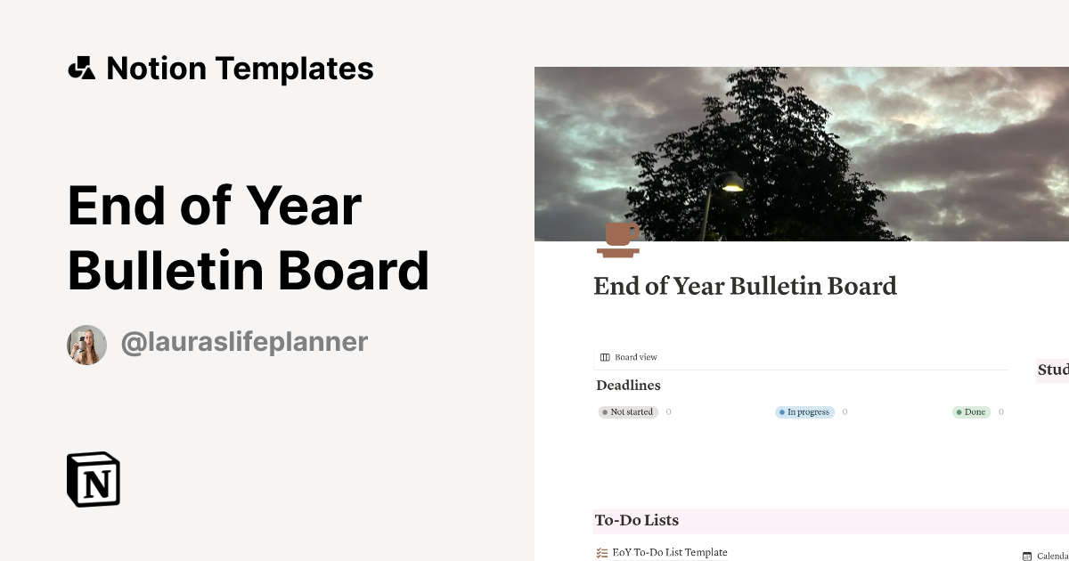 End of Year Bulletin Board Template by Laura | Notion Marketplace