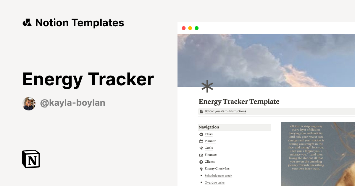 Energy Tracker Template | Notion Marketplace