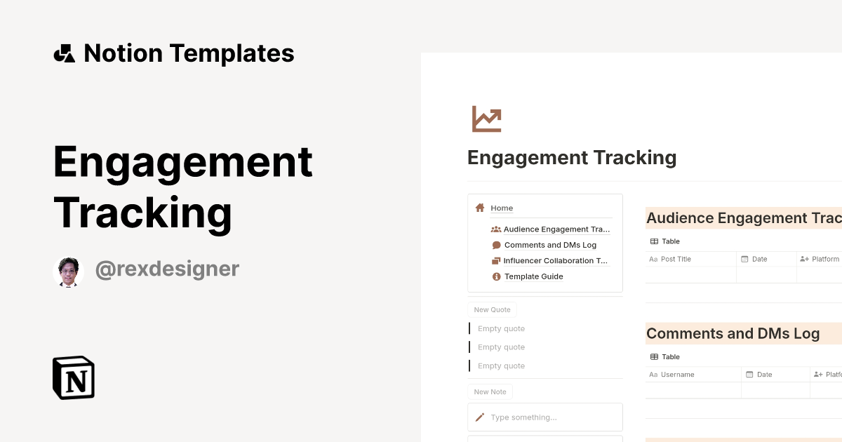 Engagement Tracking Template by Rex | Notion Marketplace
