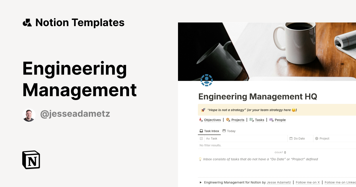Engineering Management Template by Jesse Adametz | Notion Marketplace