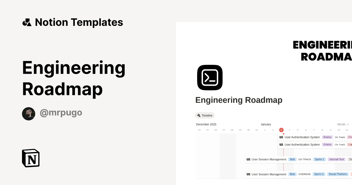 Engineering Roadmap Template | Notion Marketplace