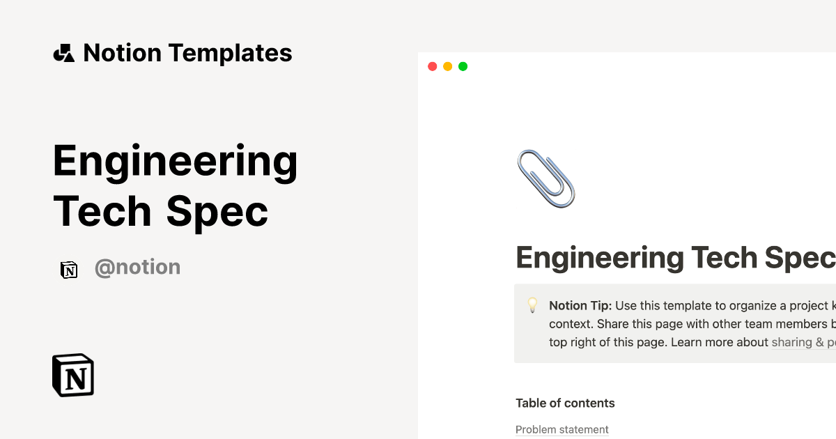 Engineering Tech Spec 2025 Template | Notion Marketplace