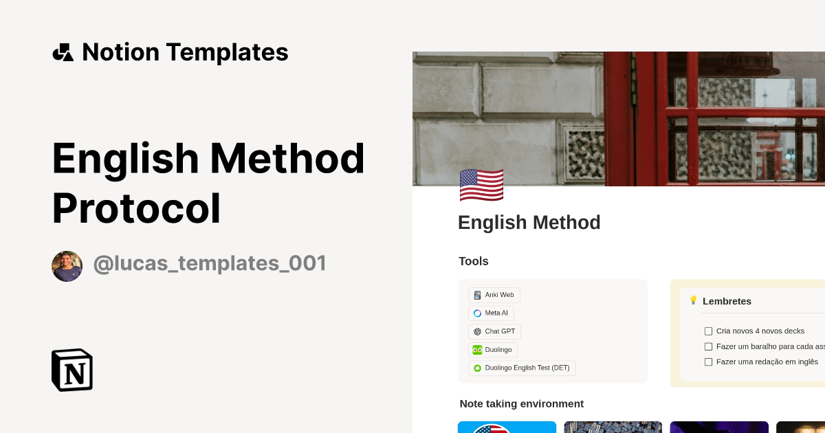 English Method Protocol Template | Notion Marketplace