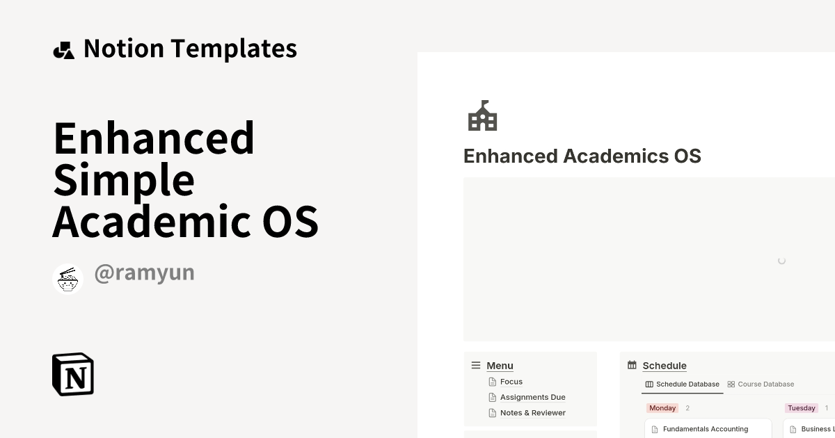 Enhanced Simple Academic OS Template | Notion Marketplace