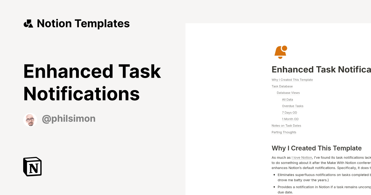 Enhanced Task Notifications Template | Notion Marketplace
