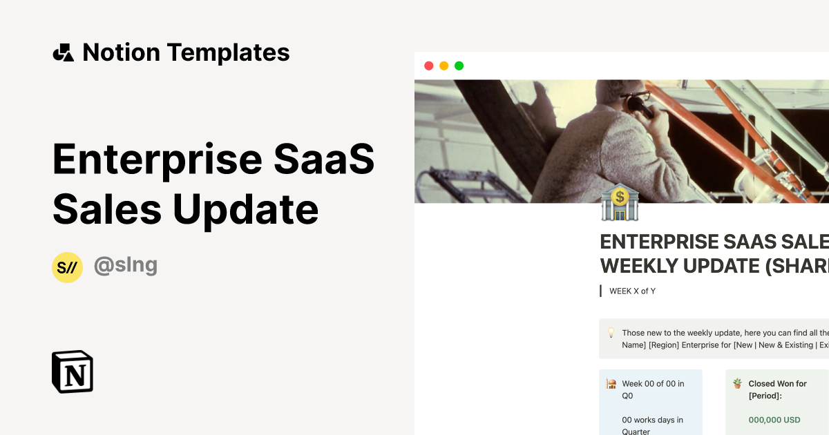 Enterprise SaaS Sales Update Template by SLNG | Notion Marketplace