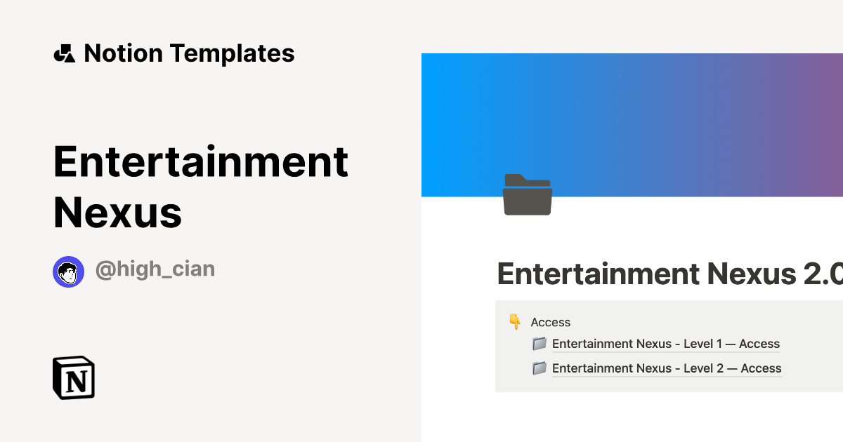 Entertainment Nexus Template by Cian | Notion Marketplace