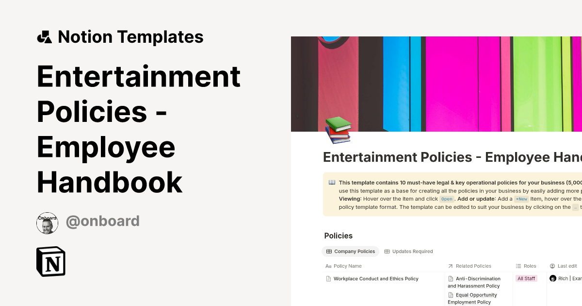 Entertainment Policies - Employee Handbook Template | Notion Marketplace