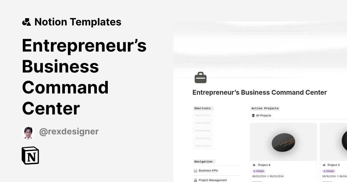 Entrepreneur’s Business Command Center Template by Rex | Notion Marketplace