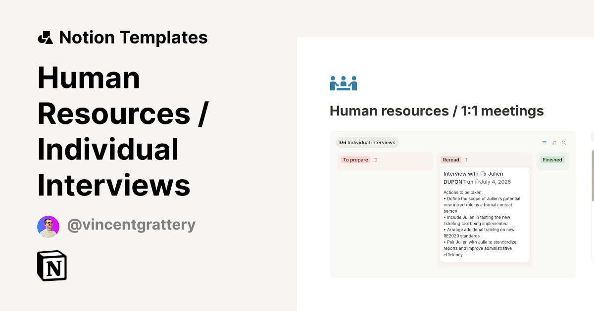 Human Resources / Individual Interviews Template | Notion Marketplace