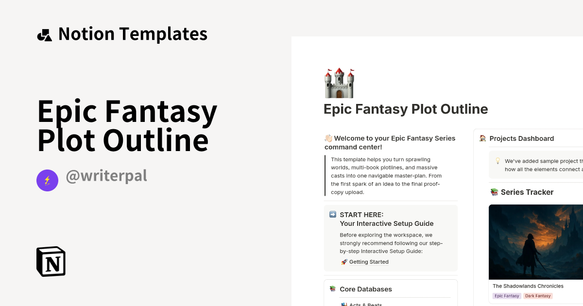 Epic Fantasy Plot Outline Template by writerpal | Notion Marketplace