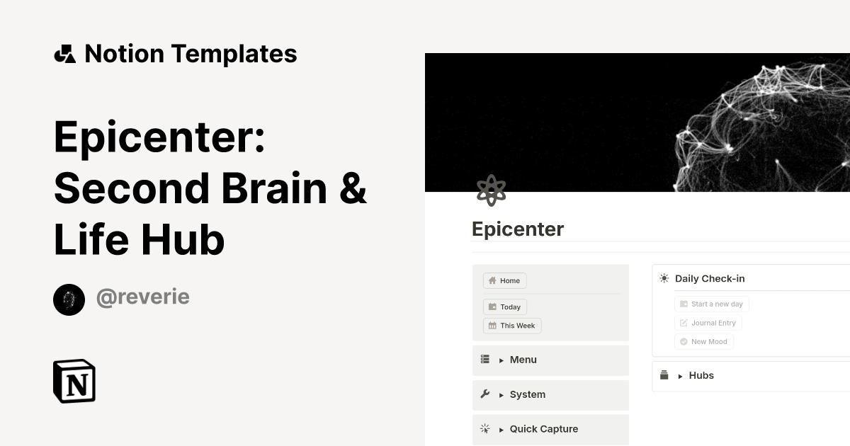 Epicenter: Second Brain & Life Hub Template | Notion Marketplace