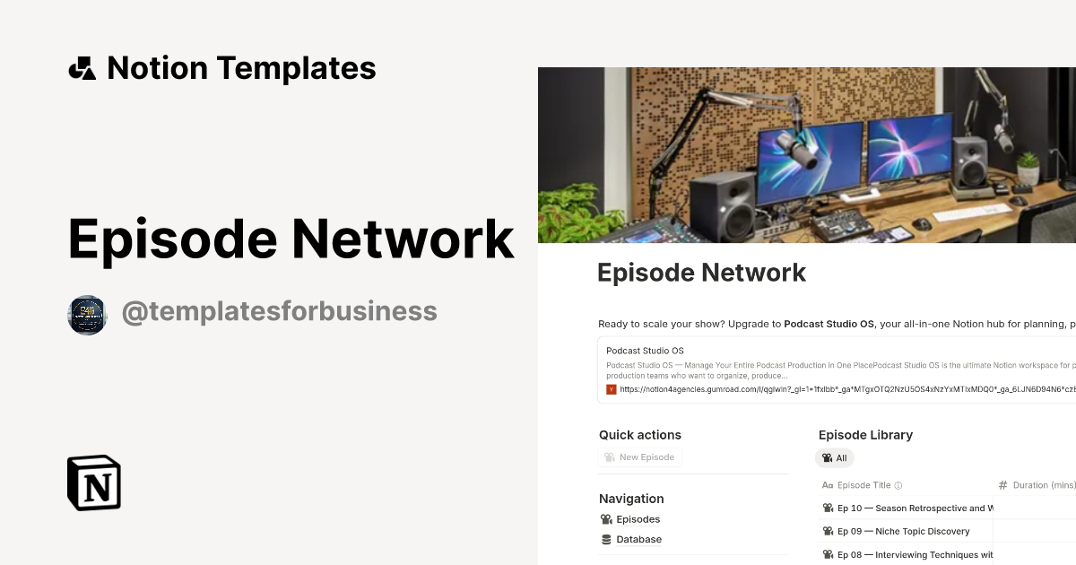 Episode Network Template | Notion Marketplace