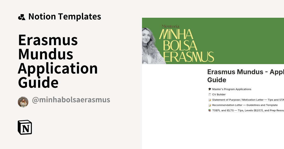 Erasmus Mundus Application Guide Template by Mariana Mattos - Minha ...