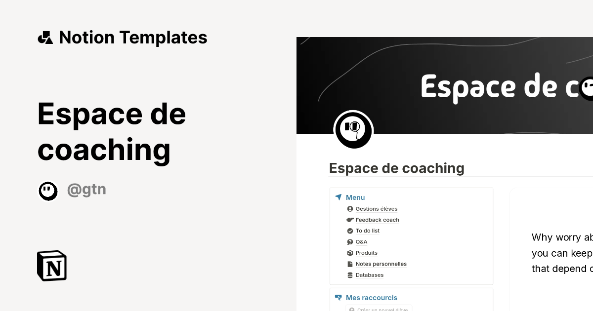 Espace de coaching Template | Notion Marketplace