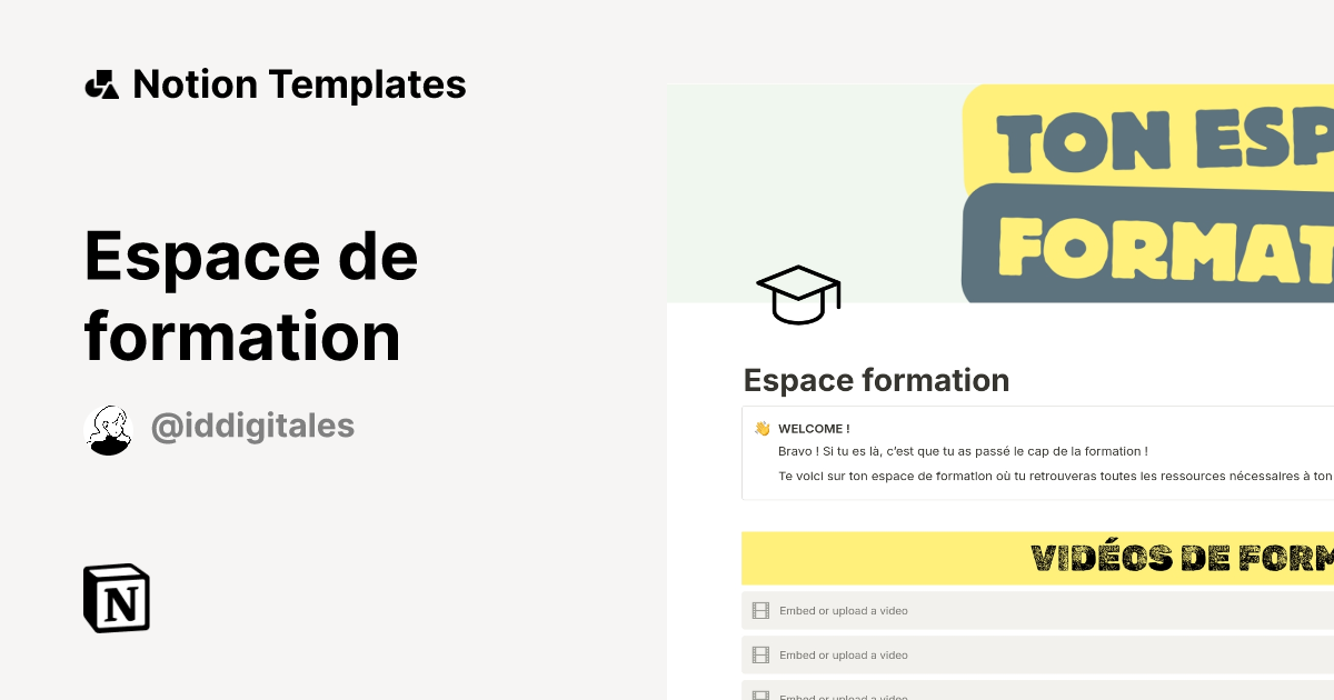 Espace de formation Template by Isabelle de IDigitales | Notion Marketplace