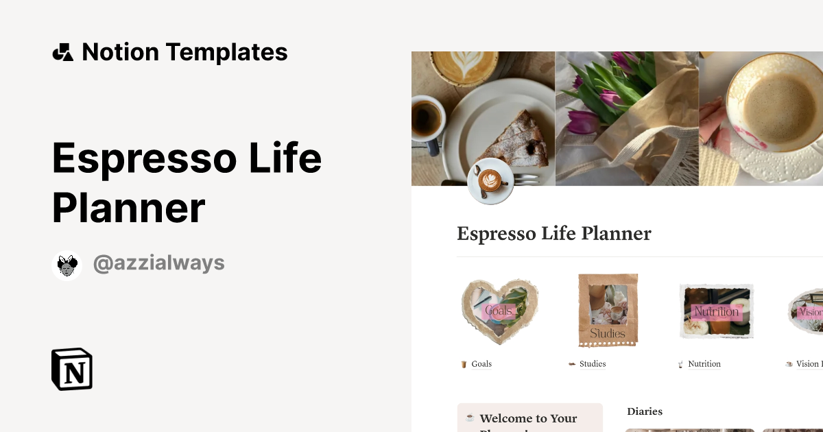 Espresso Life Planner Template by Azzi Always | Notion Marketplace