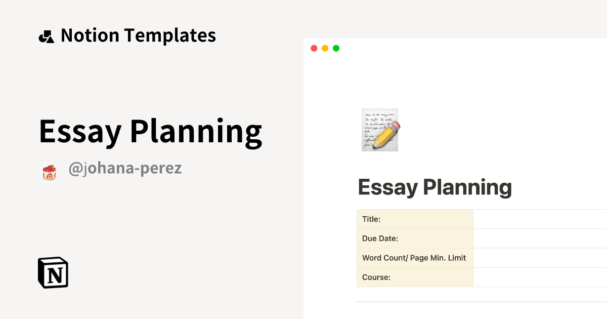 Essay Planning Template | Notion Marketplace