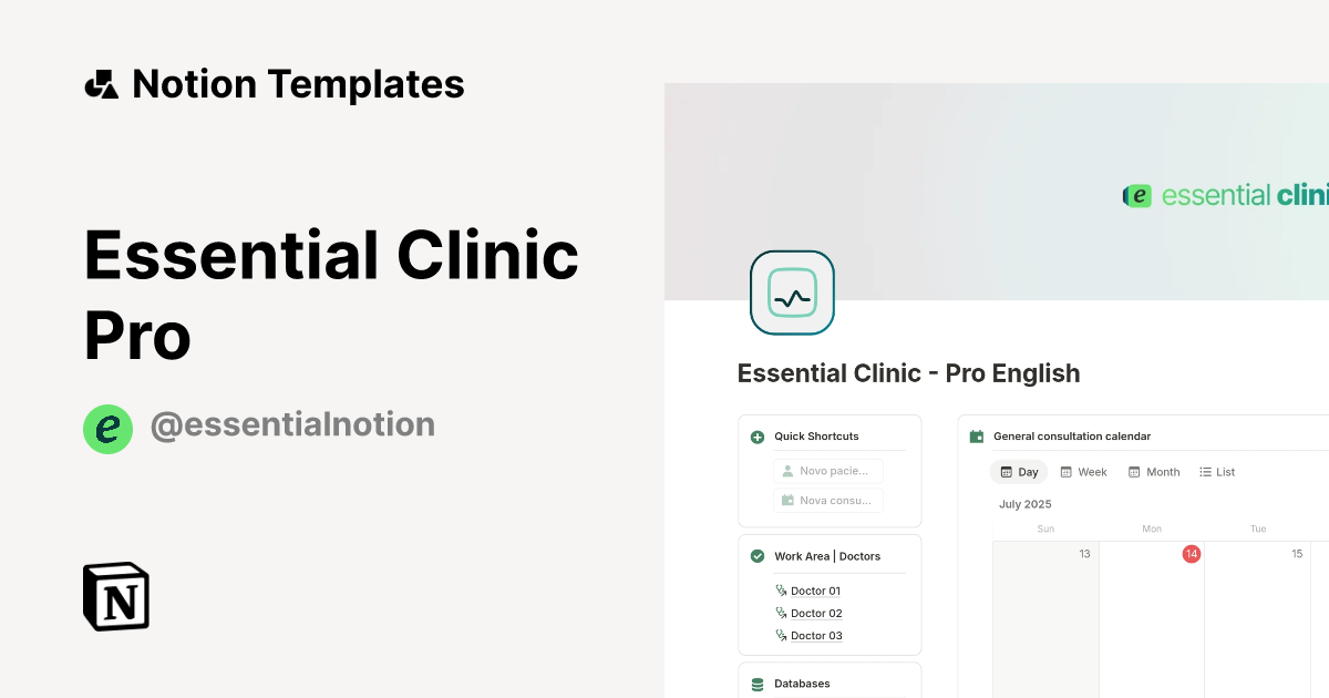 Essential Clinic Pro Template | Notion Marketplace
