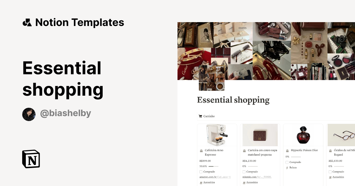Essential shopping Template by biashelby | Notion Marketplace