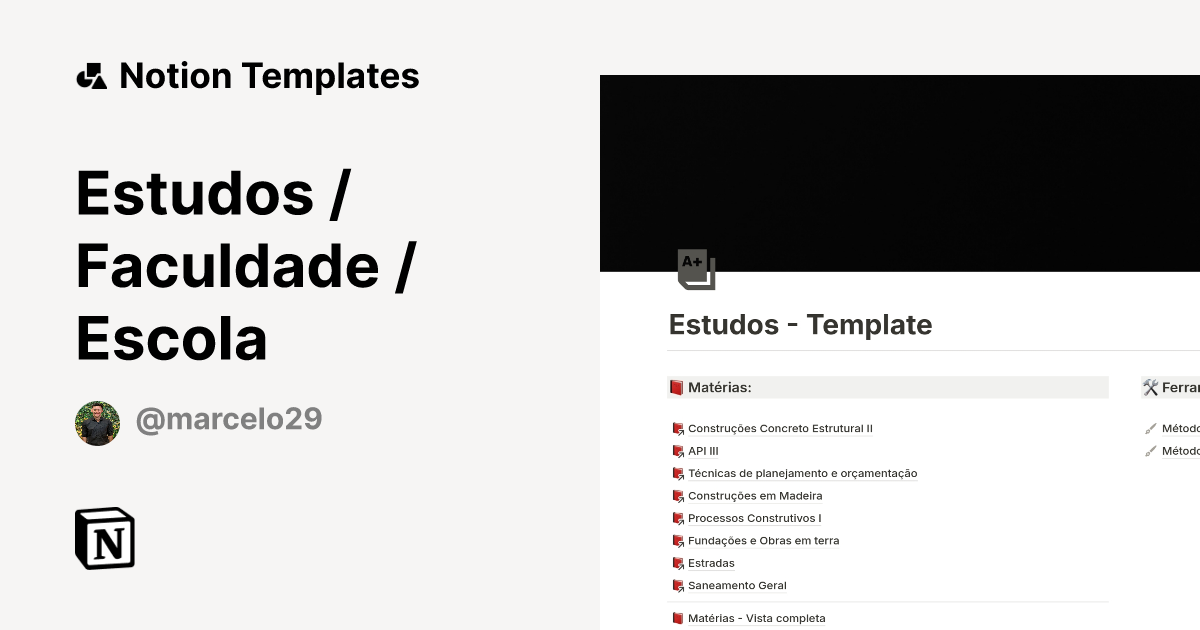 Estudos / Faculdade / Escola Template | Notion Marketplace