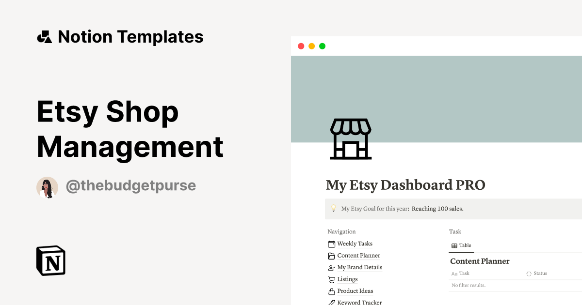 Etsy Shop Management Template by AddictedToTemplates | Notion Marketplace